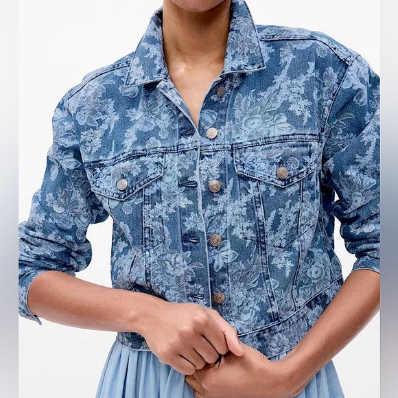 GAP | Jackets & Coats | Gap X Loveshackfancy Vtg Blue Floral Denim ...